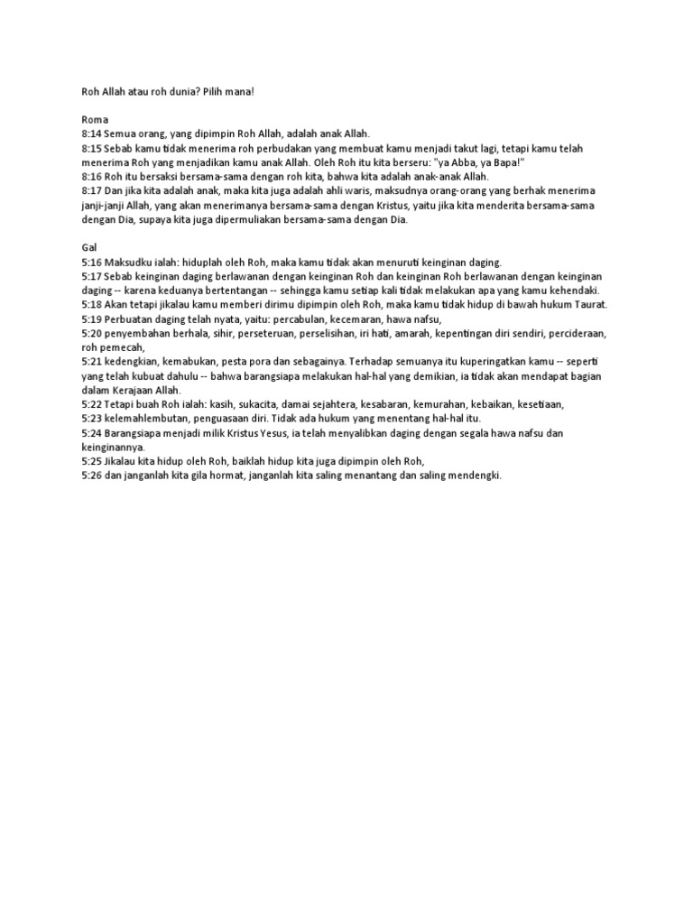 Roh Allah Atau Roh Dunia | PDF