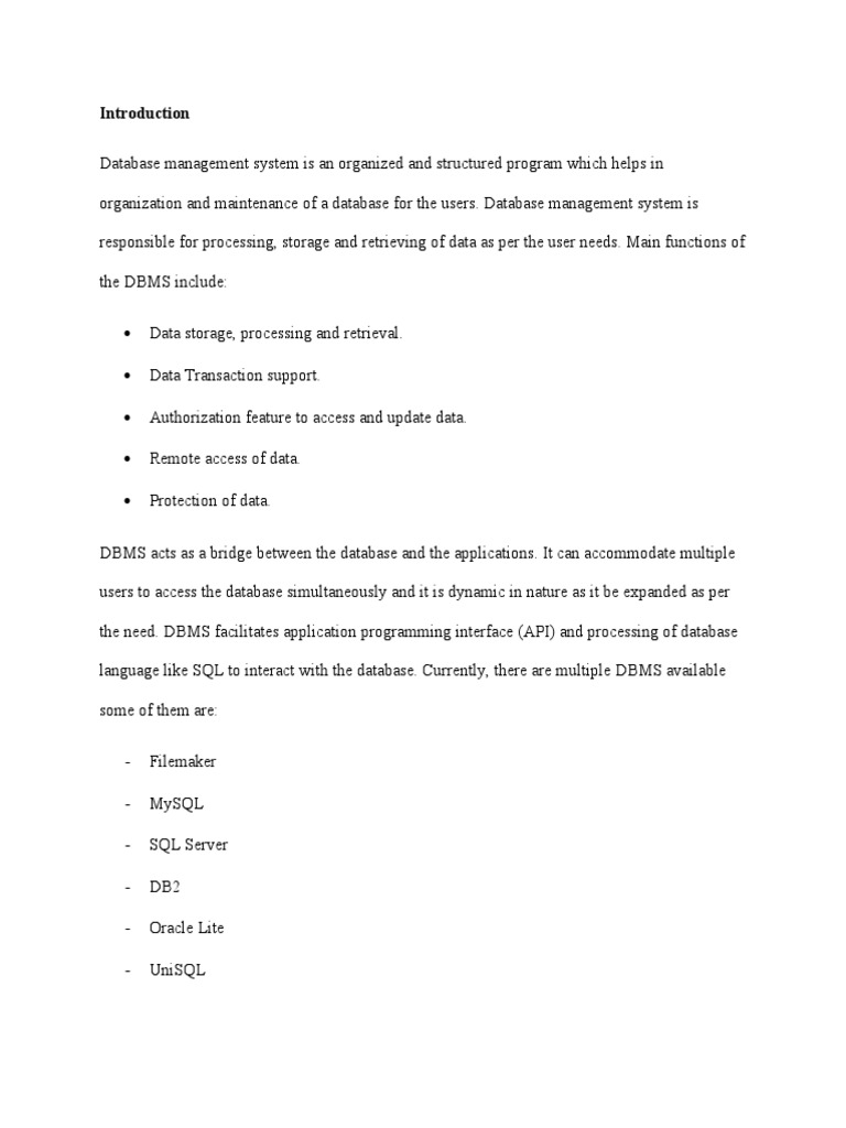 DBMS Proposal | PDF | My Sql | Databases