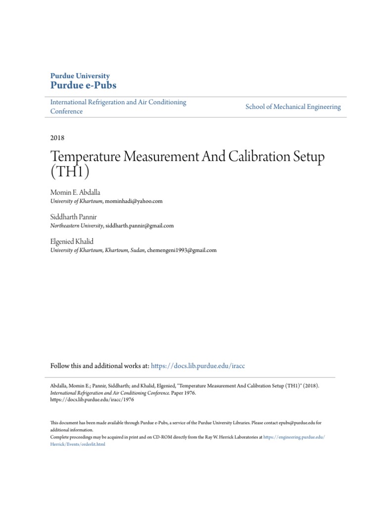 Temperature Measurement and Calibration Setup (TH1) | PDF | Thermometer ...