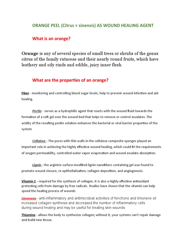 What Is An Orange?: Orange Peel (Citrus × Sinensis) As Wound Healing ...