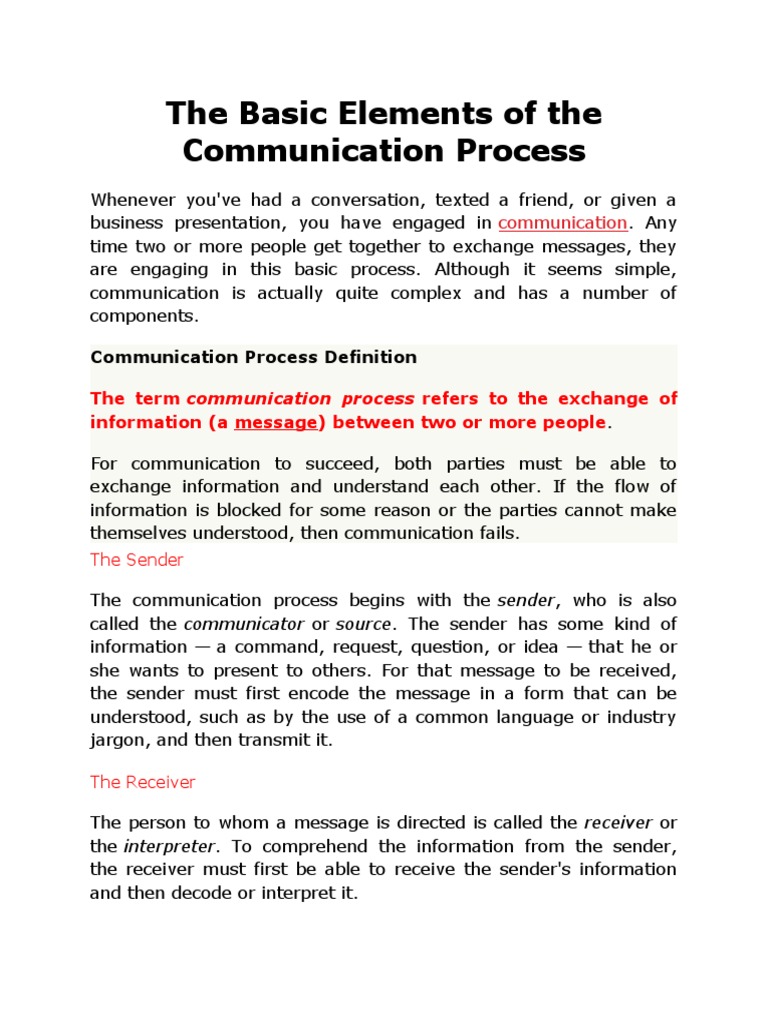 The Basic Elements of The Communication Process | PDF | Marketing ...