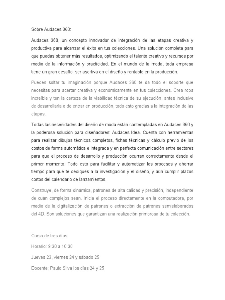 Sobre Audaces 360 | PDF