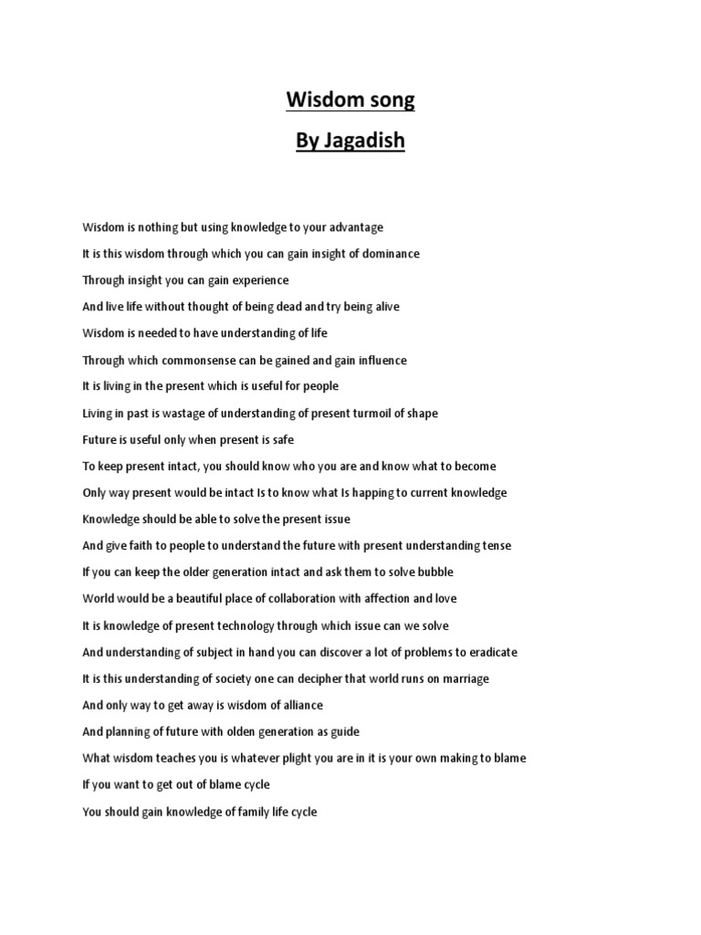 Wisdom Song | PDF | Wisdom | Insight