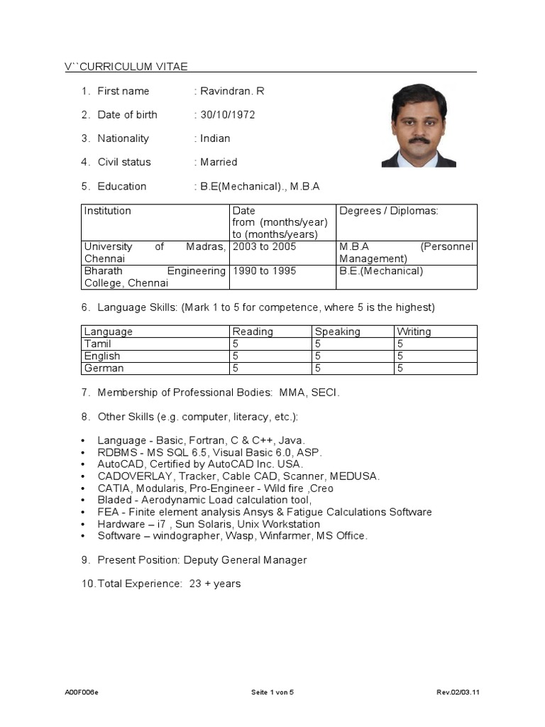 Mr.R.Ravindran - Deputy General Manager - Mechanical | PDF ...
