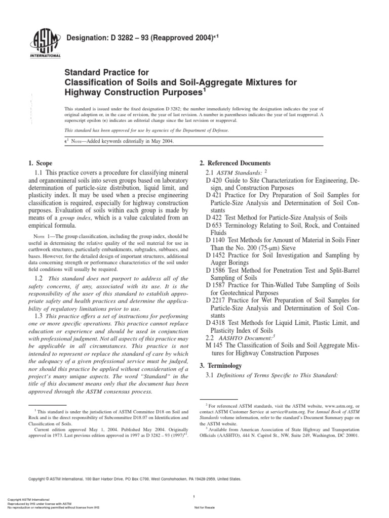 Astm D3282 | Download Free PDF | Silt | Sand