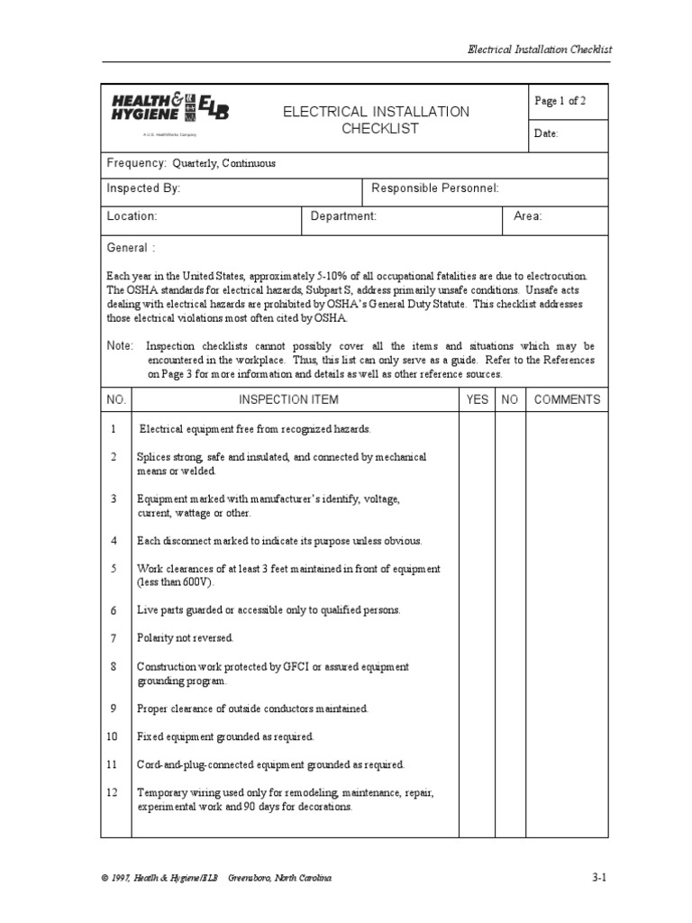 2.1 Checklist Pemasangan Instalasi | PDF | Electrical Wiring ...