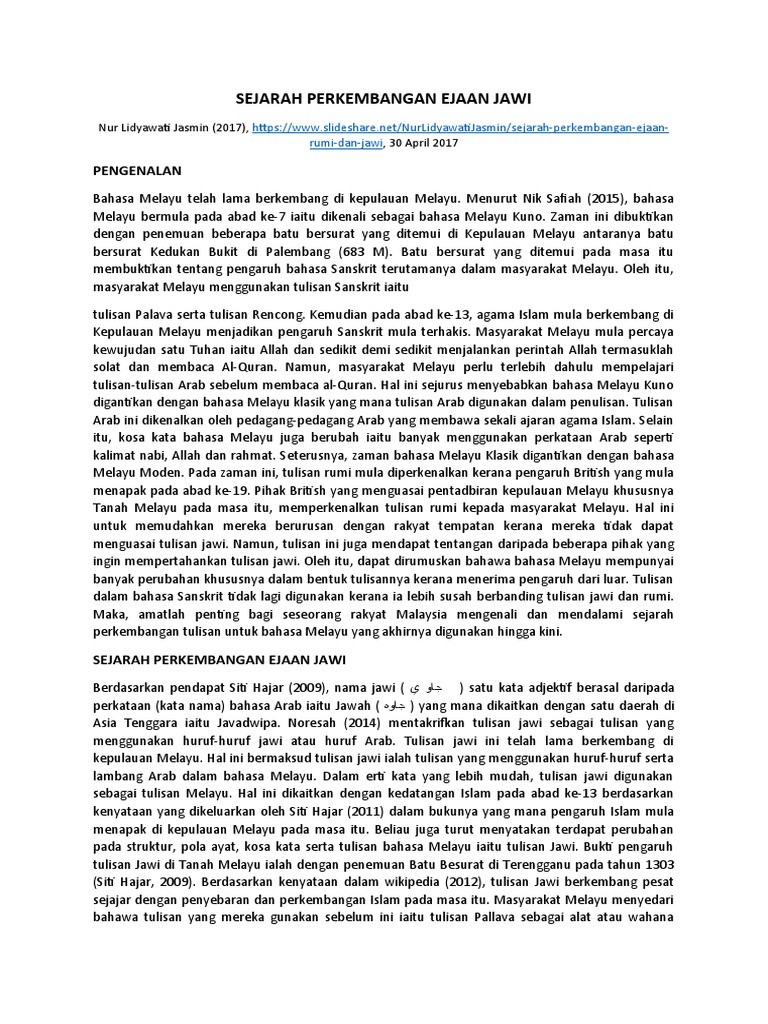 Nota 1 Sistem Ejaan Jawi | PDF | Seni & Disiplin Bahasa | Agama & Spiritualitas