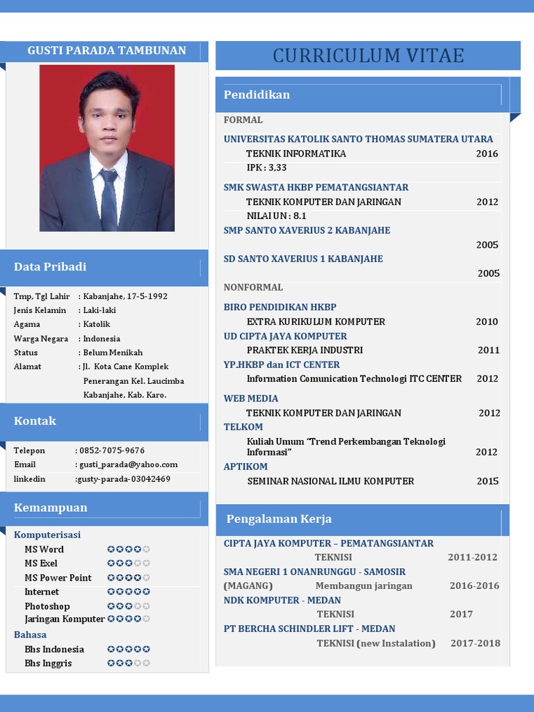 Curriculum Vitae: Gusti Parada Tambunan Pendidikan | PDF