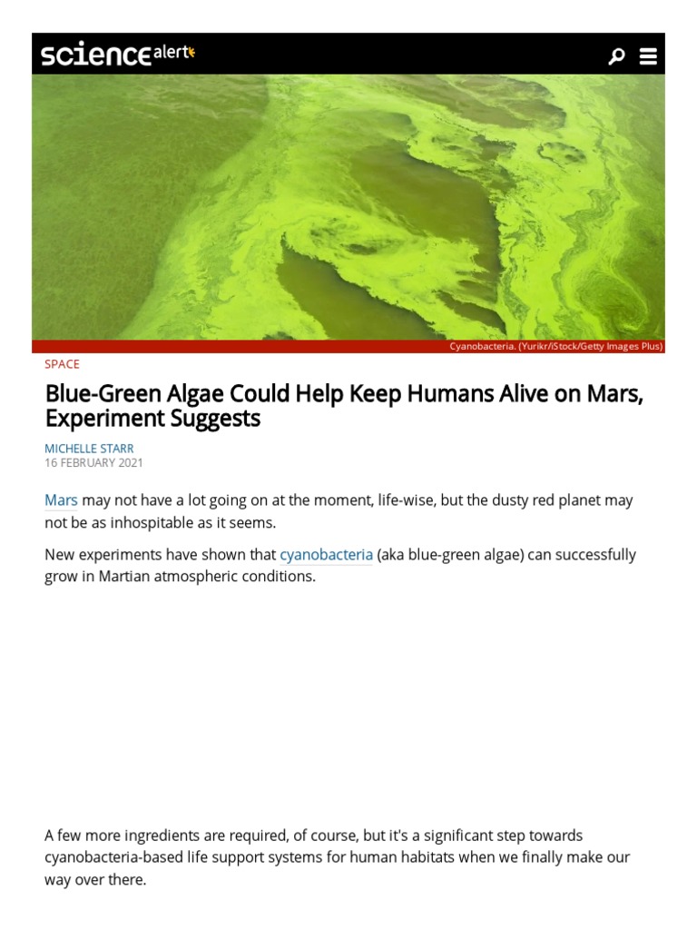 Blue-Green Algae Could Help Keep Humans Alive On Mars, Experiment ...