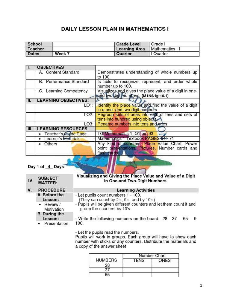 Daily Lesson Plan in Mathematics I: M1NS-Ig-10.1) | PDF | Lesson Plan ...