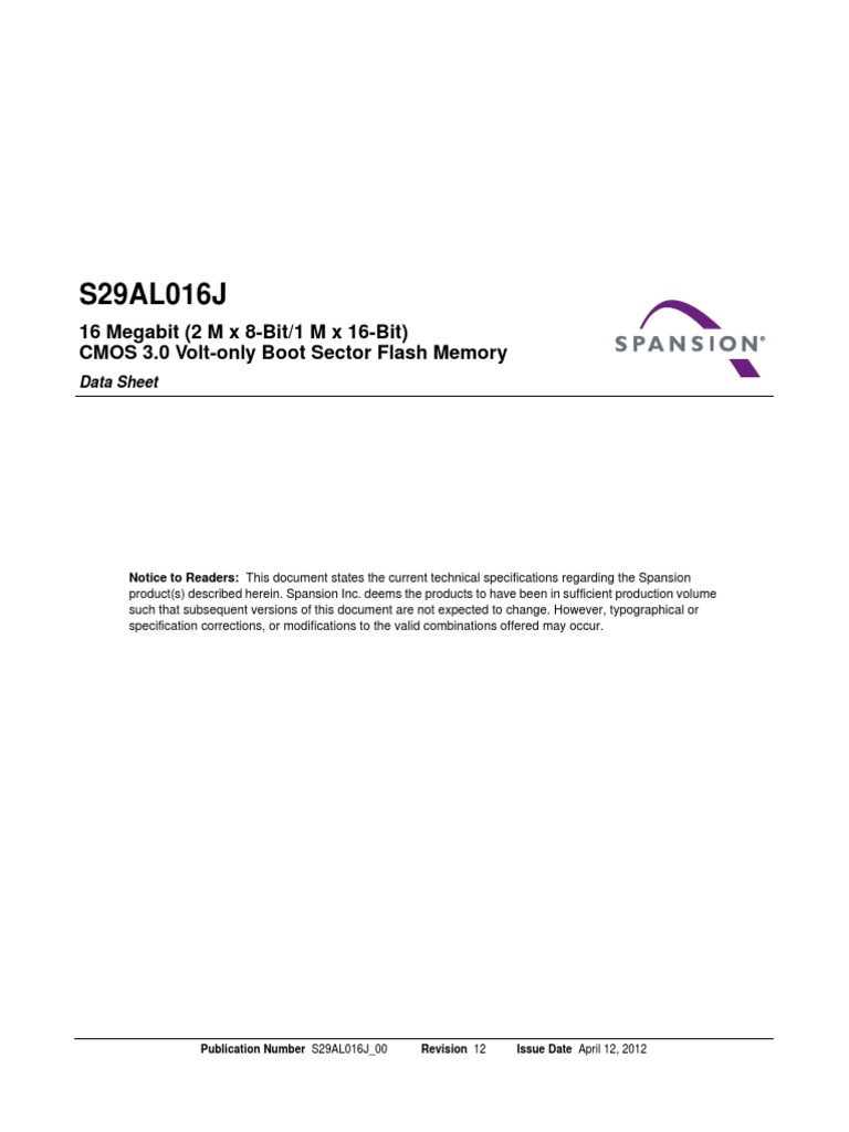 Datasheet - HK S29al016j70tfi020 6599589 | PDF | Flash Memory | Booting