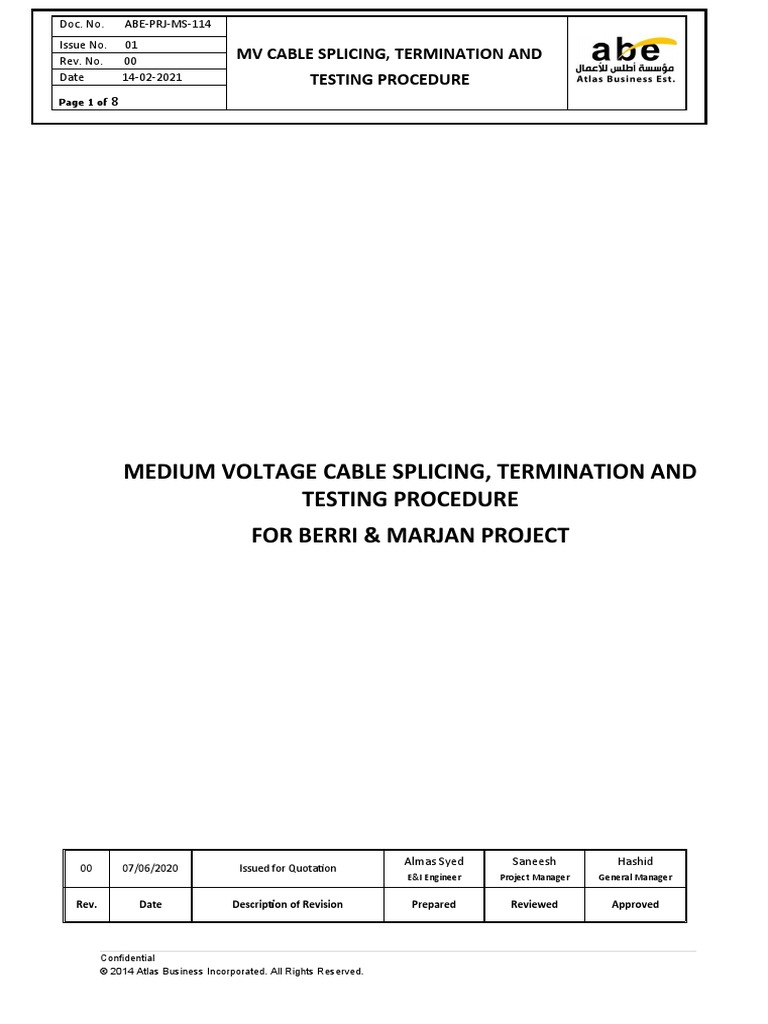 Procedure For MV Cable Termination and Testing | PDF | Specification ...