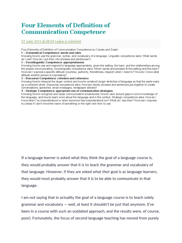 Communicative Competence | PDF | Speech | Grammar