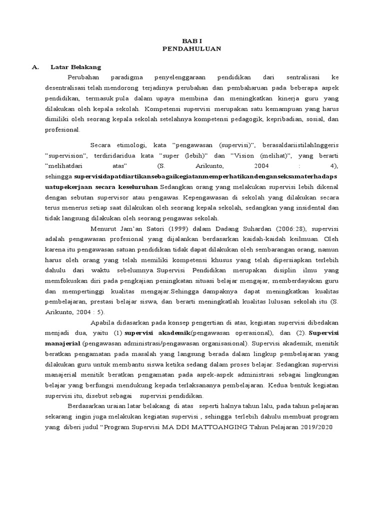 Contoh Format Program Supervisi Akademik Sekolah Terbaru | PDF