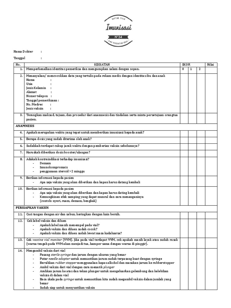 OSCE Imunisasi | PDF