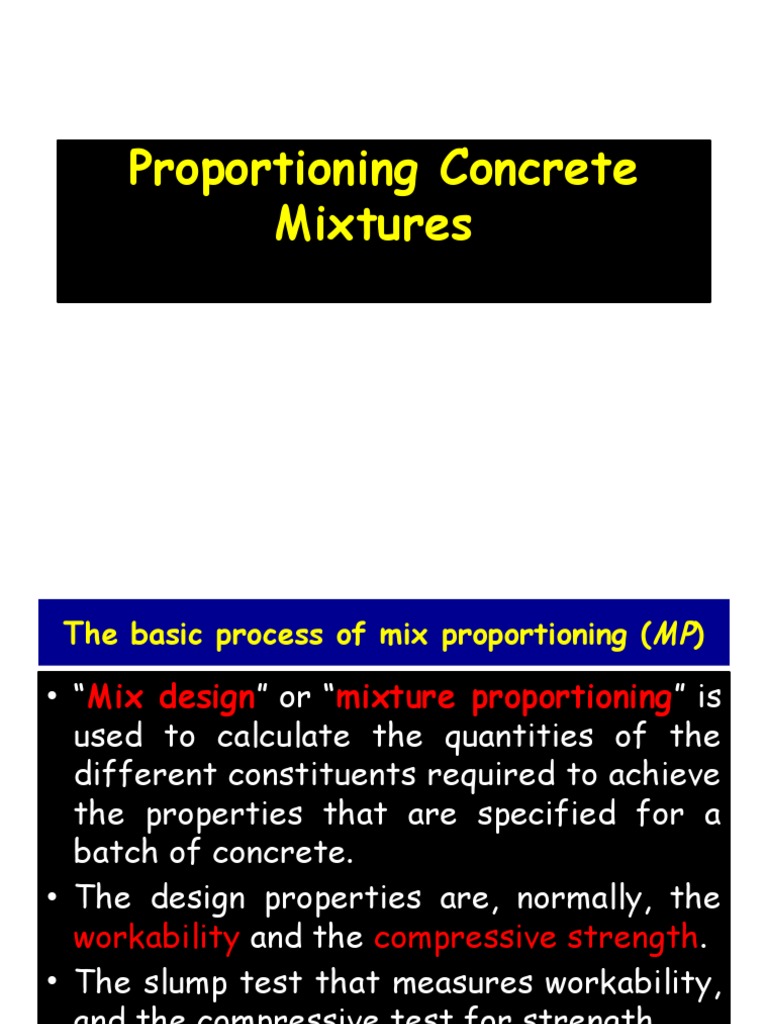 Lecture 4.1 Proportioning Concrete Mixtures | PDF | Strength Of ...