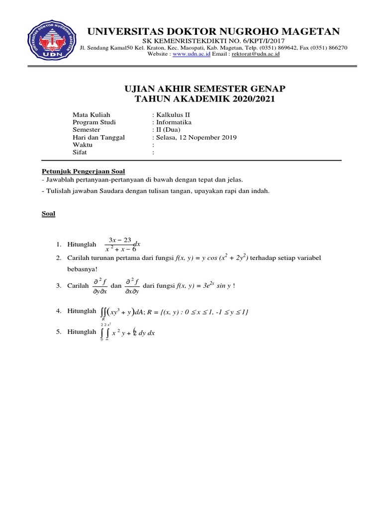 Informatika Kalkulus II | PDF