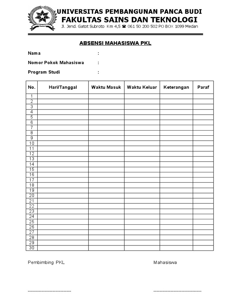 Absensi PKL Magang | PDF