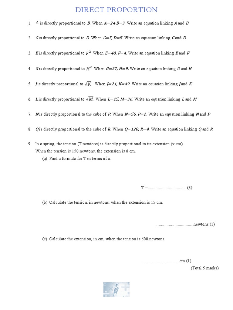 Direct Proportion Worksheet | PDF