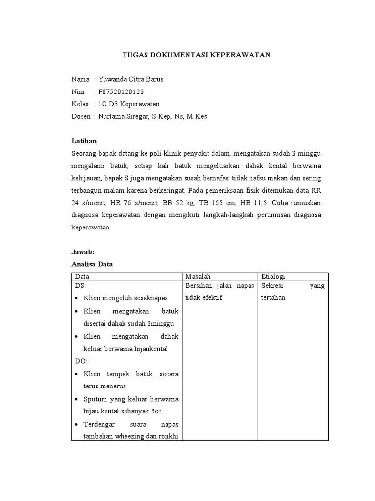 Tugas Dok. Kep Yuwanda Citra Barus 1C D3 Kep | PDF