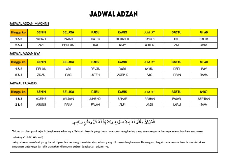 Jadwal Adzan Print | PDF