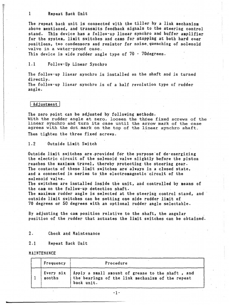 Repeat Back Unit (Type HE Wide Rudder Angle) | PDF | Home & Garden ...