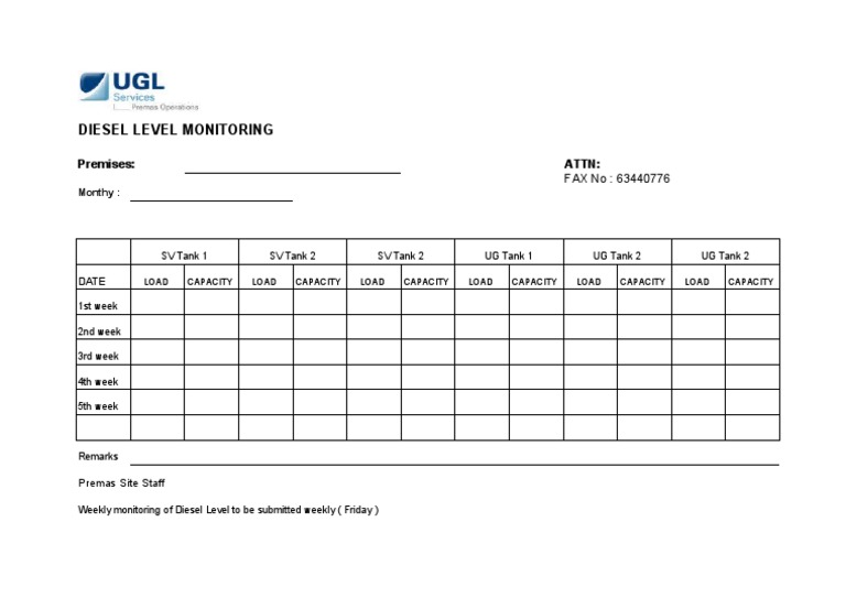 Diesel Reading Form | PDF