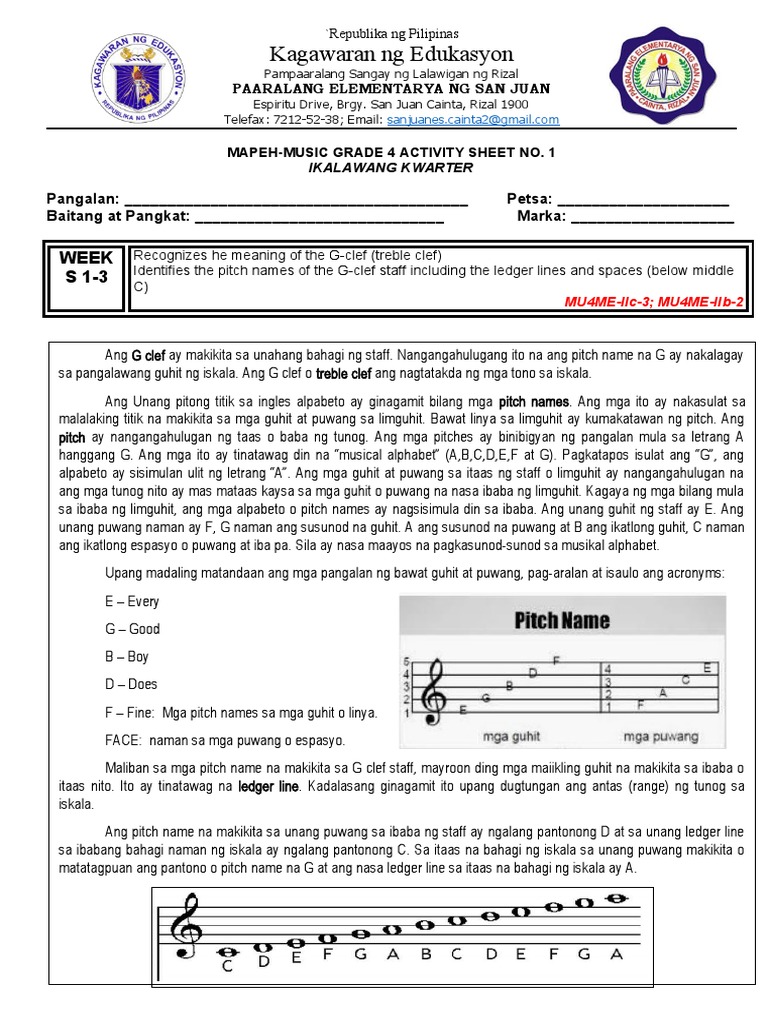 Activity Sheet 1 in MAPEH MUSIC 2nd Quarter | PDF