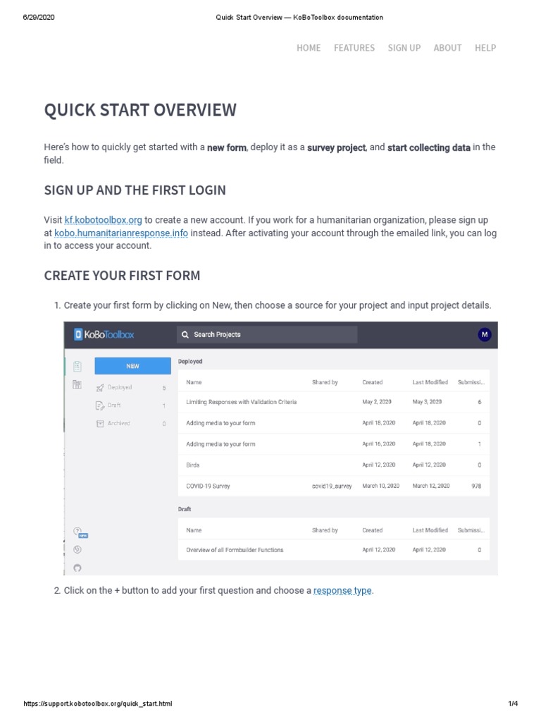 3quick Start Overview - KoBoToolbox Documentation3 | PDF | Documentation | Android (Operating ...
