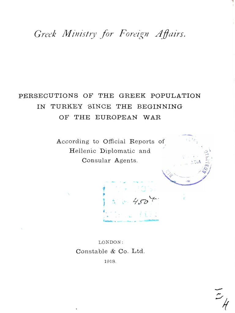 Persecutions of The Greek Population in Turkey (WWI) | PDF
