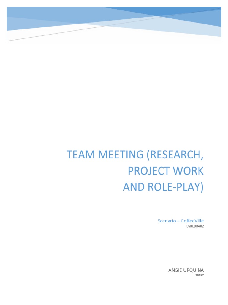 Team Meeting (Research, Project Work and Role-Play) : Scenario ...