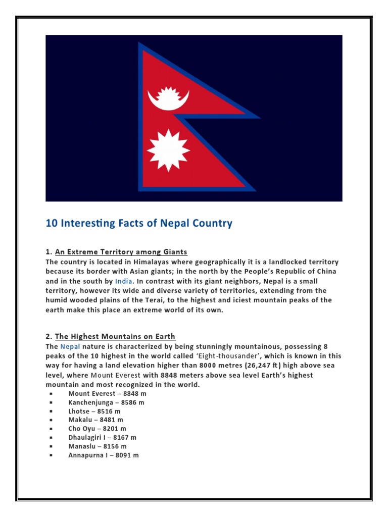 12 Interesting Facts of Nepal Country | PDF | Nepal | Himalayas