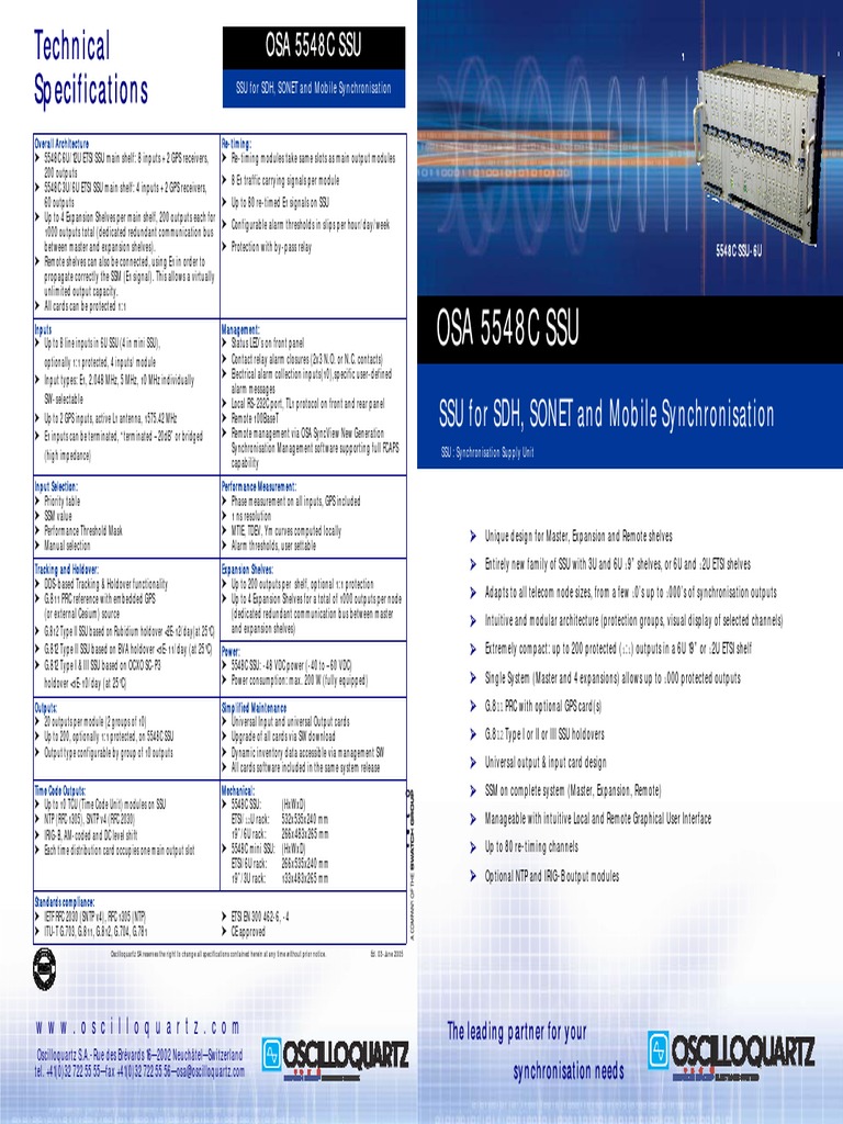 Osa 5548C Ssu: Technical Specifications | PDF | Network Protocols | Networks