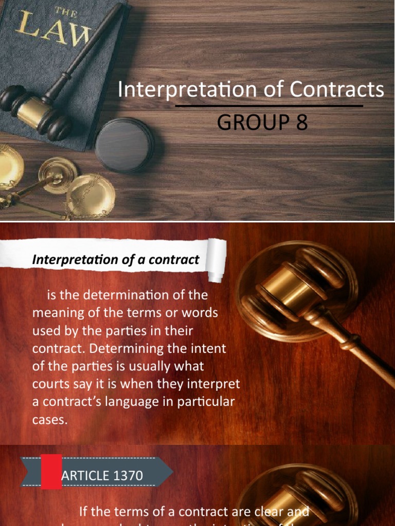 Interpretation of Contracts: Group 8 | PDF | Business Law | Civil Law ...