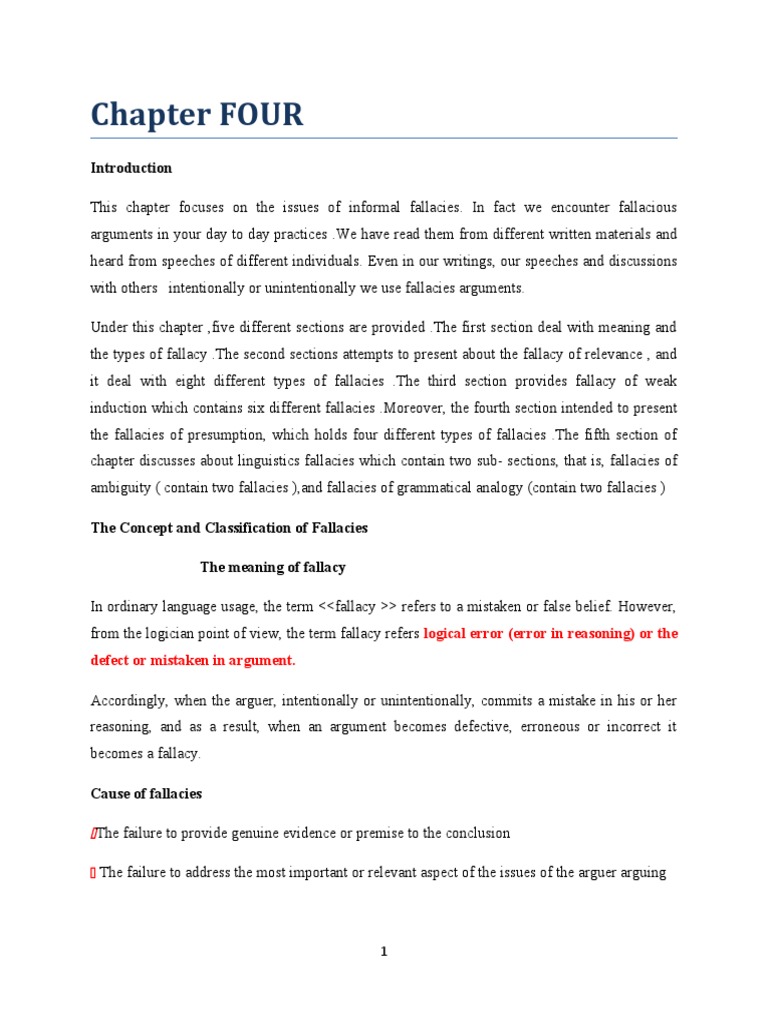 Logic Chapter 4... | PDF | Fallacy | Argument