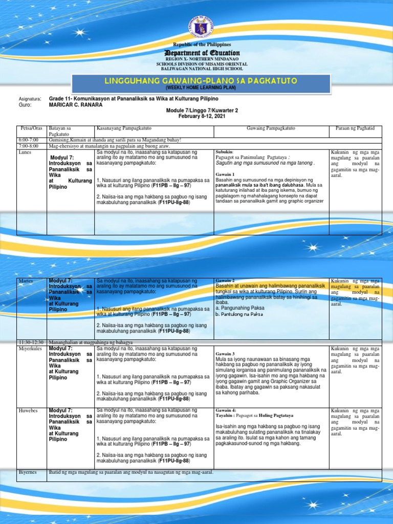 Quater 2 Module 7 Week 7 Komunikasyon | PDF
