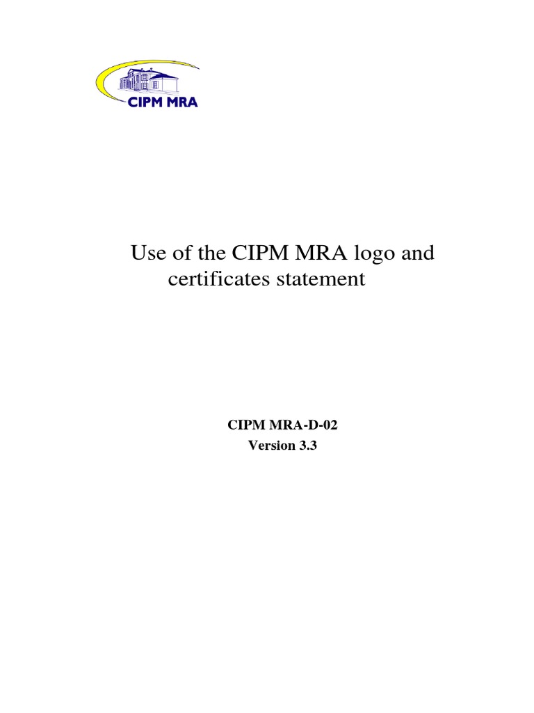 Use of The CIPM MRA Logo and Certificates Statement | Download Free PDF ...