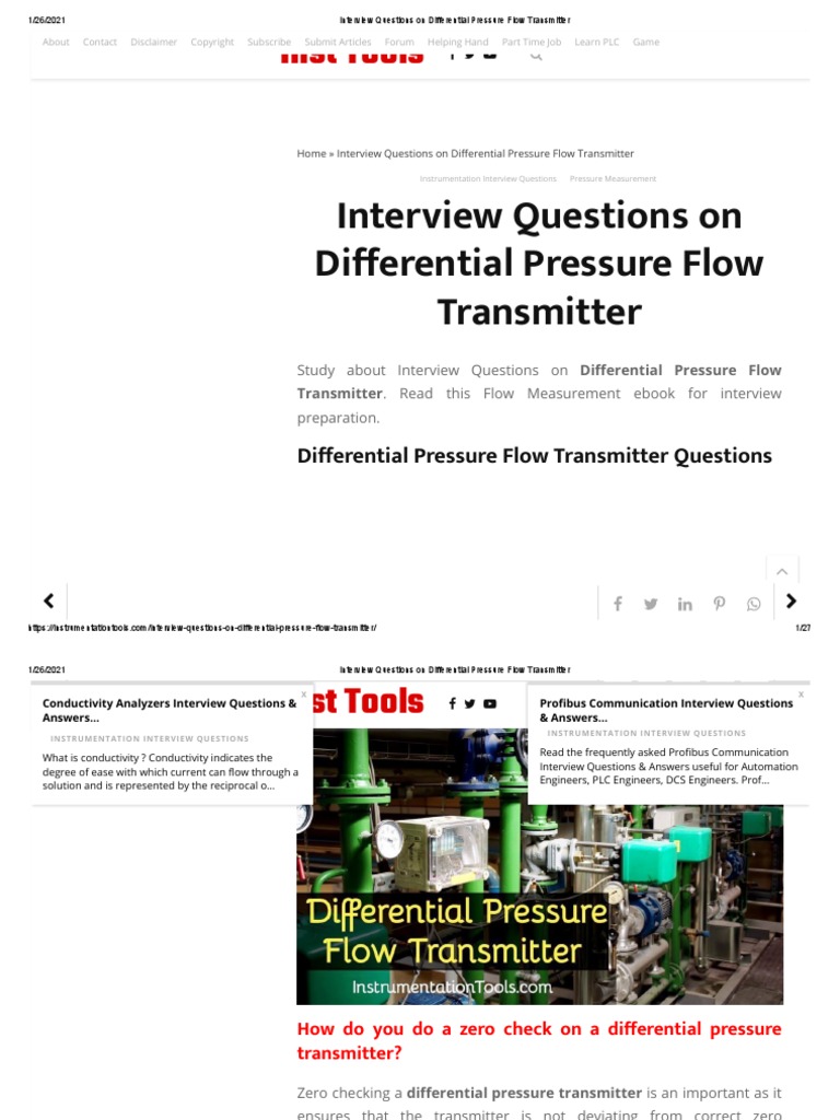 Interview Questions On Differential Pressure Flow Transmitter | PDF ...
