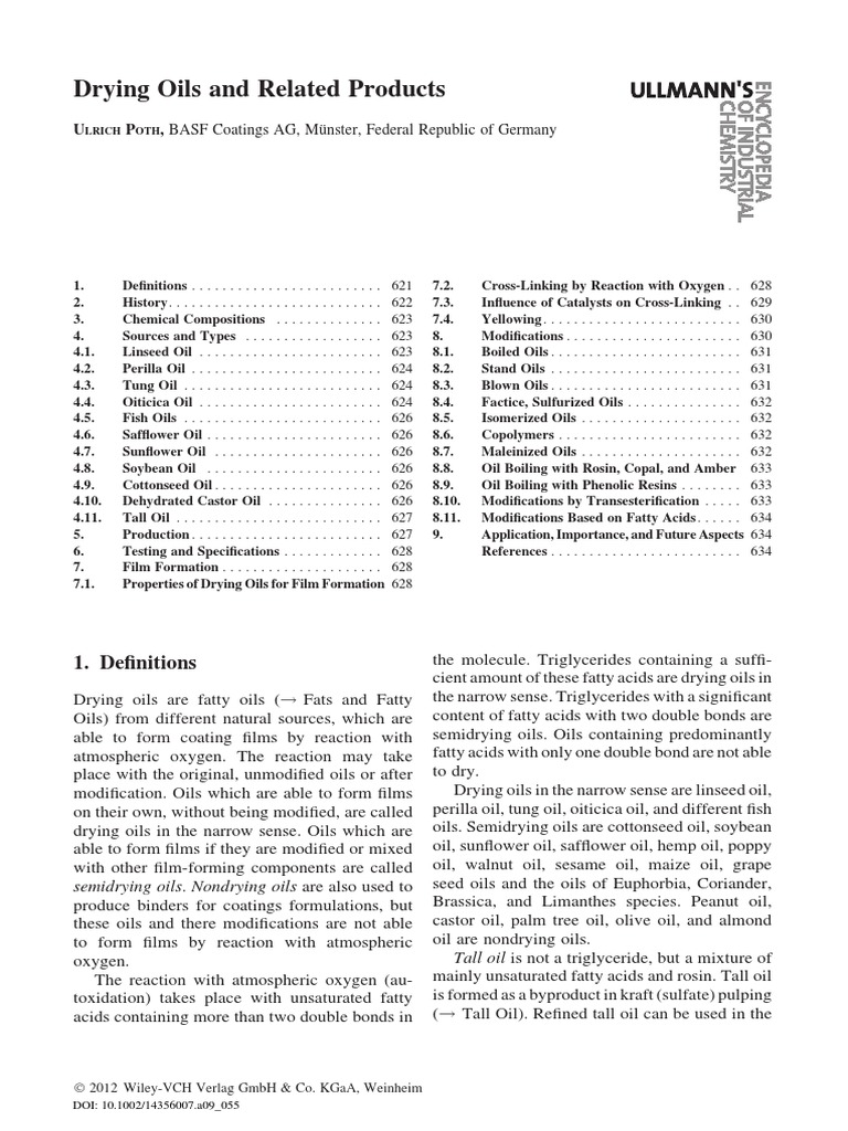 Drying Oils and Related Products Guide | PDF | Varnish | Vegetable Oil