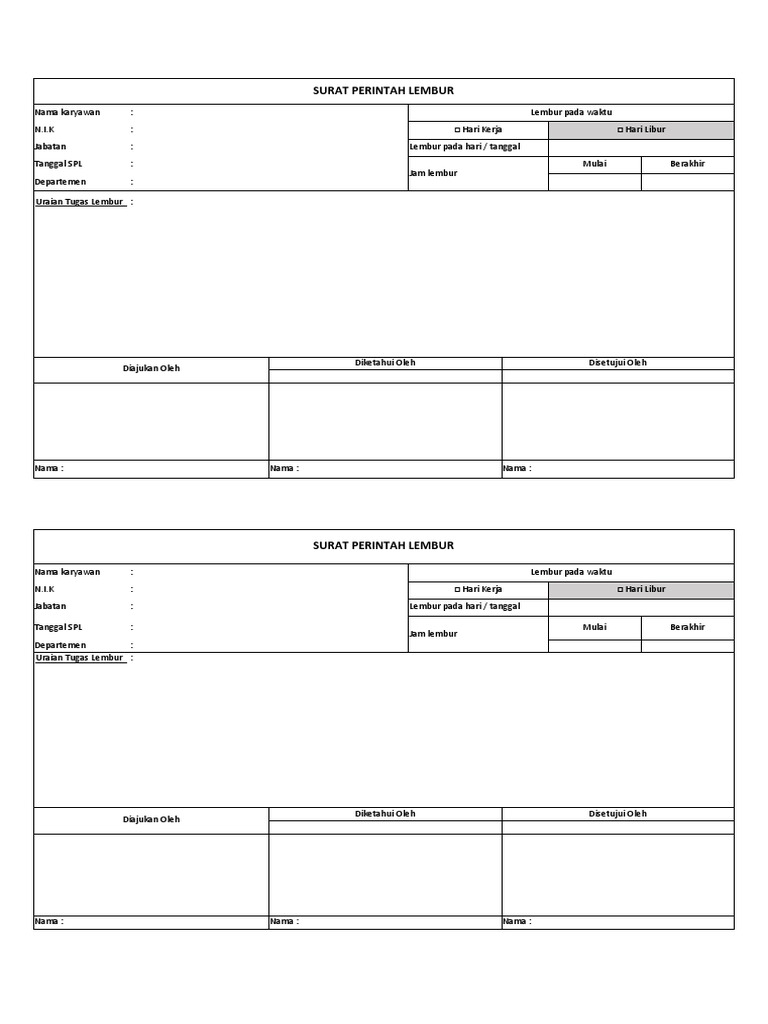 Surat Perintah Lembur | PDF