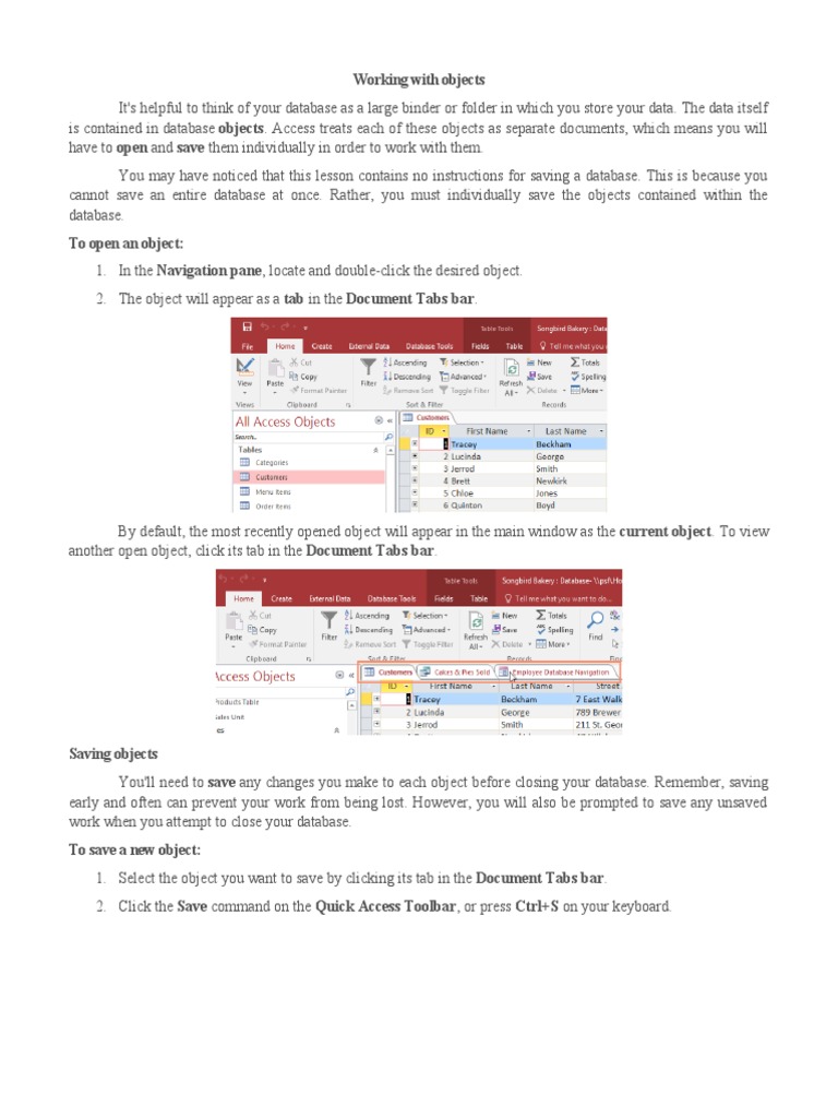 Access 2016 - Working With Objects - L4A | PDF | Computers