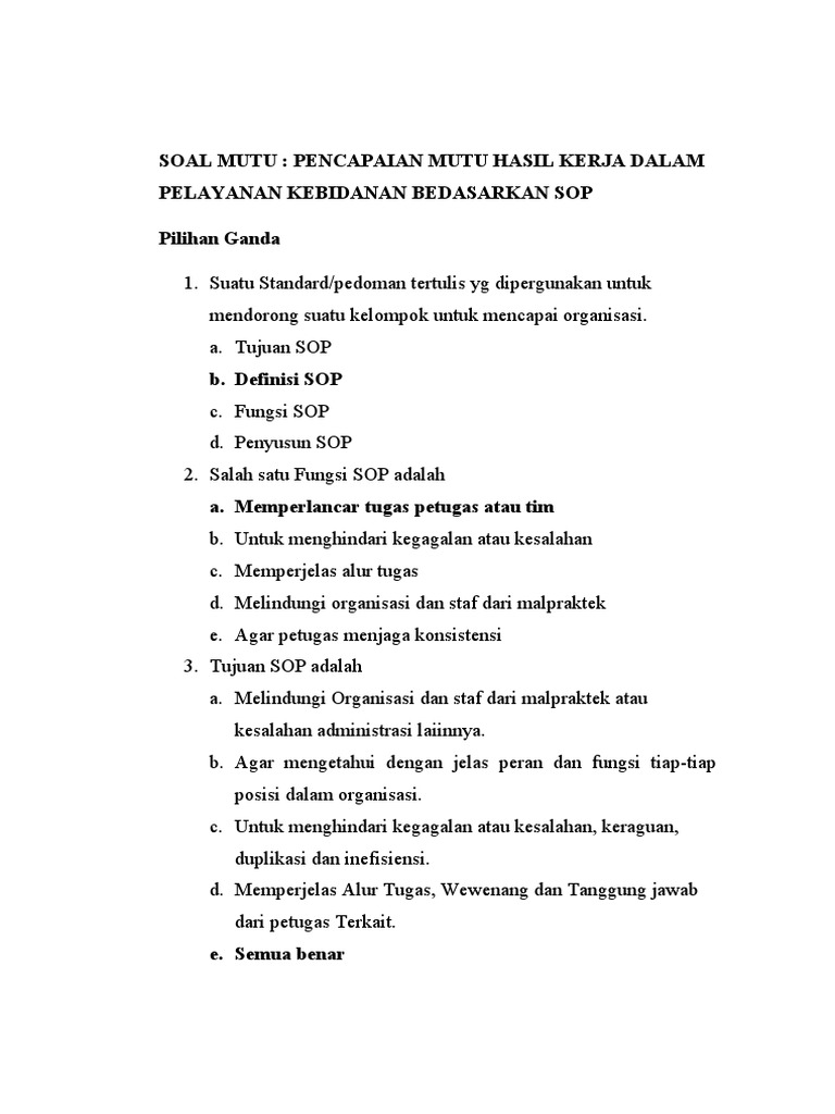Soal Uas Mutu | PDF