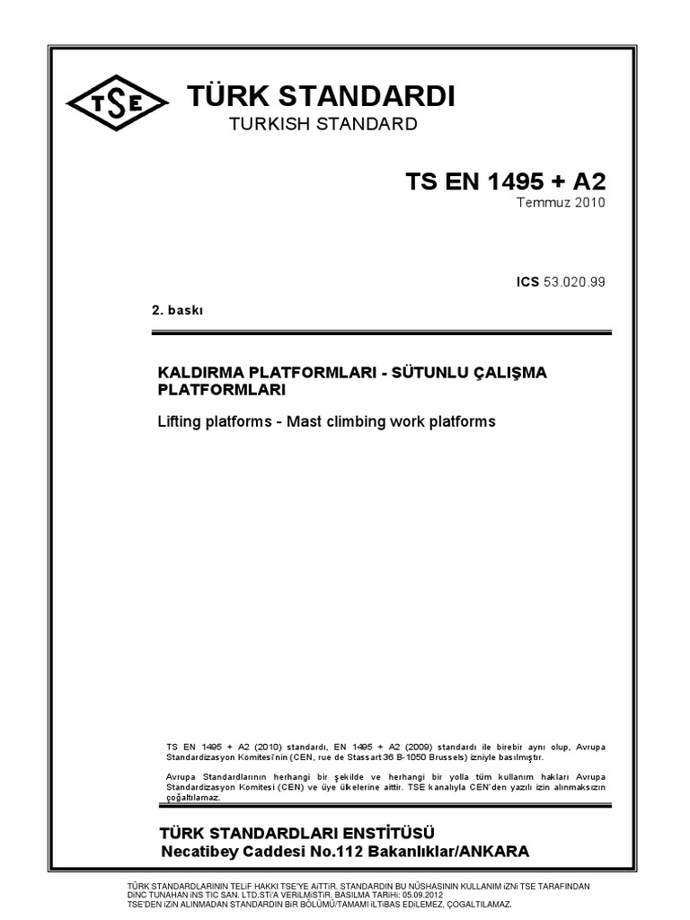 Türk Standardi: TS EN 1495 + A2 | PDF