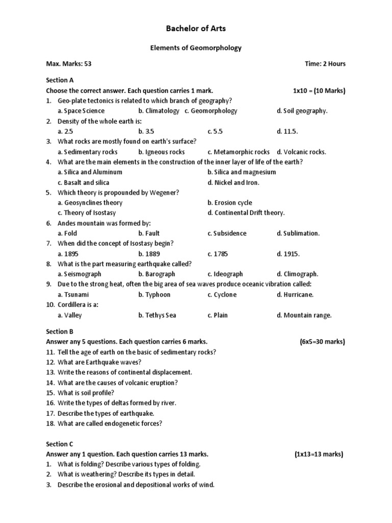 1 Elements of Geomorphology | PDF | Geomorphology | Rock (Geology)