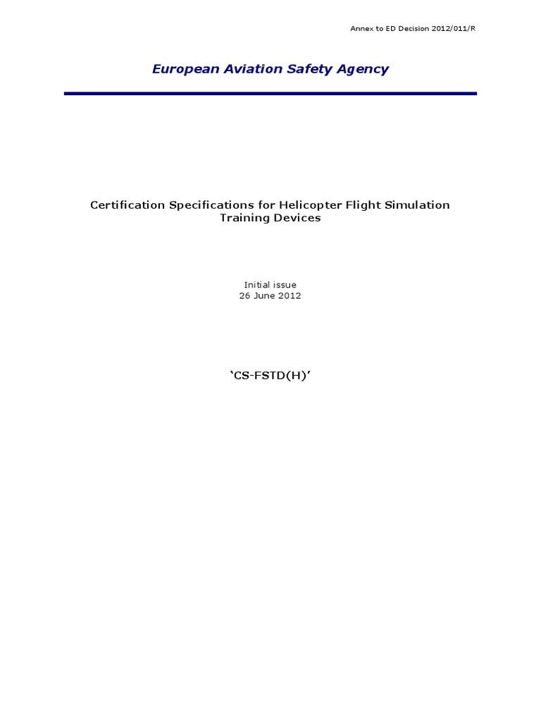 CS-FSTD (H) Initial Issue Book 1 | PDF | Cockpit | Verification And ...