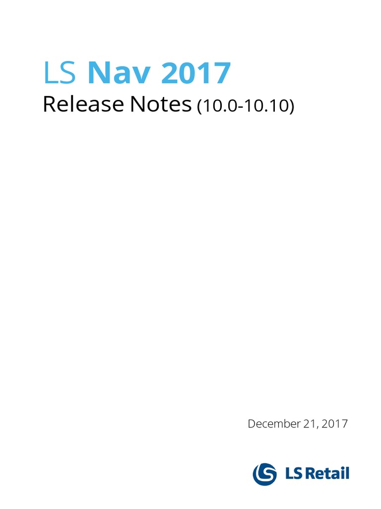 Release Notes LS Nav 2017 (10.0-10.10) | PDF | Point Of Sale | World ...