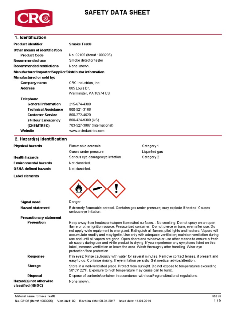 Safety Data Sheet: 1. Identification | PDF | Dangerous Goods | Firefighting