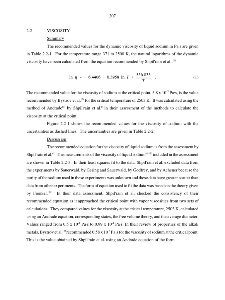 Andrade Equation for Sodium Viscosity | PDF | Viscosity | Temperature