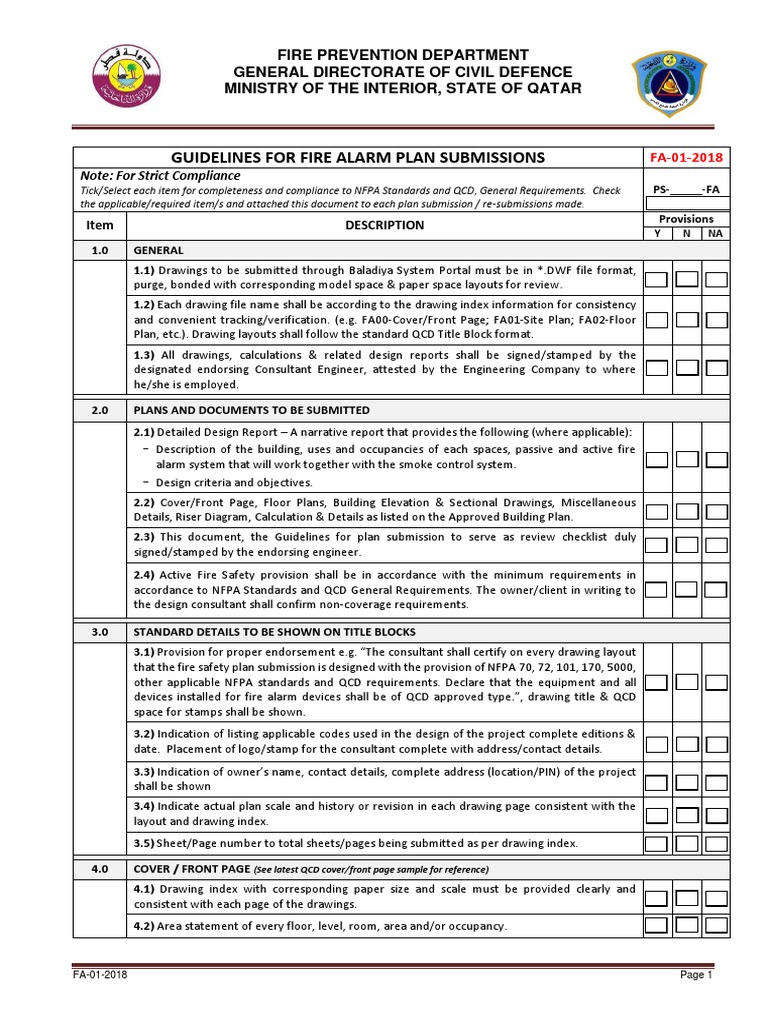 Checklist For Fire Alarm Drawing | PDF | Building Engineering | Safety