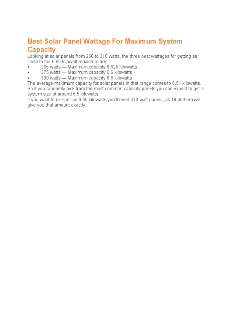 Optimal Solar Panel Wattage Guide | PDF | Science & Mathematics